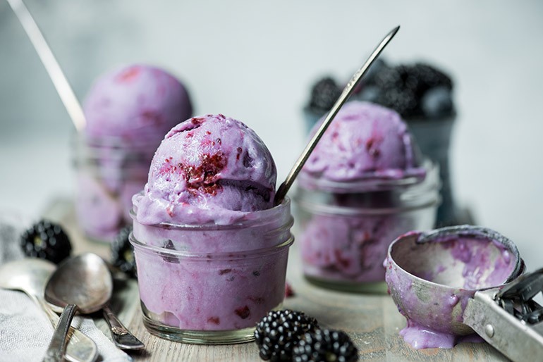 Purple Sweet Potato Ice Cream with Blackberry Swirl | Nosh and Nourish